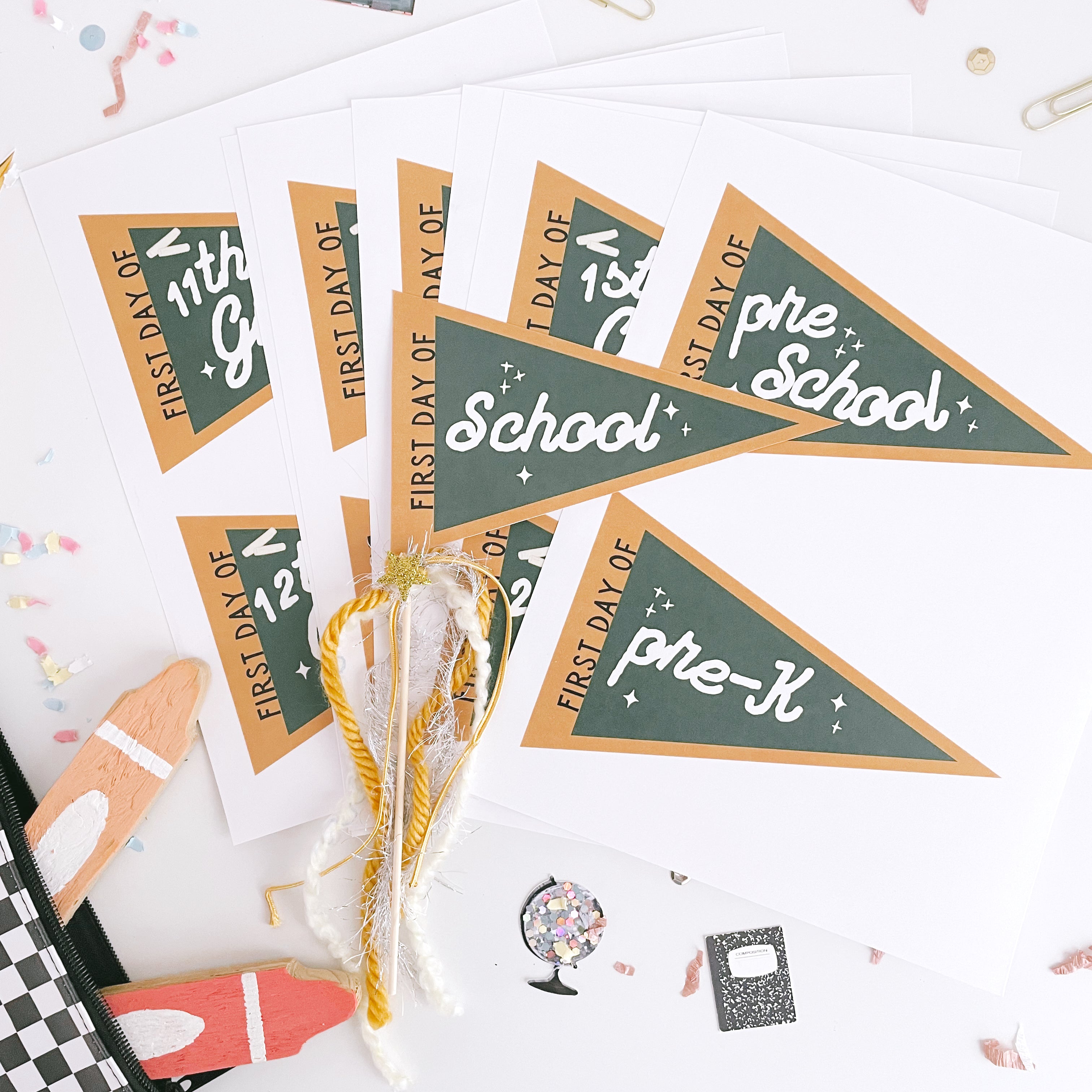 First Day of School Chalkboard School Pennants | Printable Pennants ...