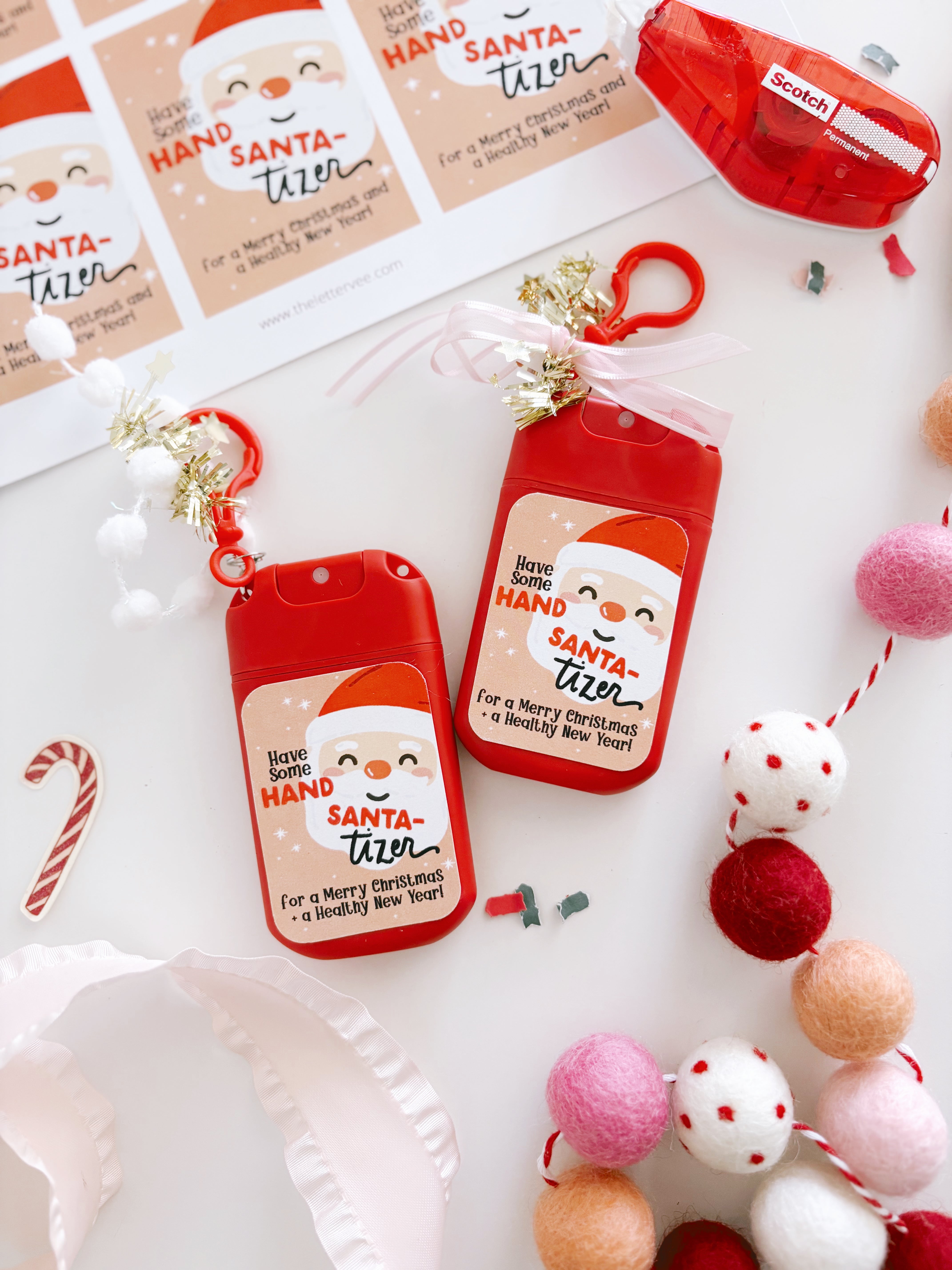 Santa-tizer Tags | Printable Gift Tags – The Letter Vee