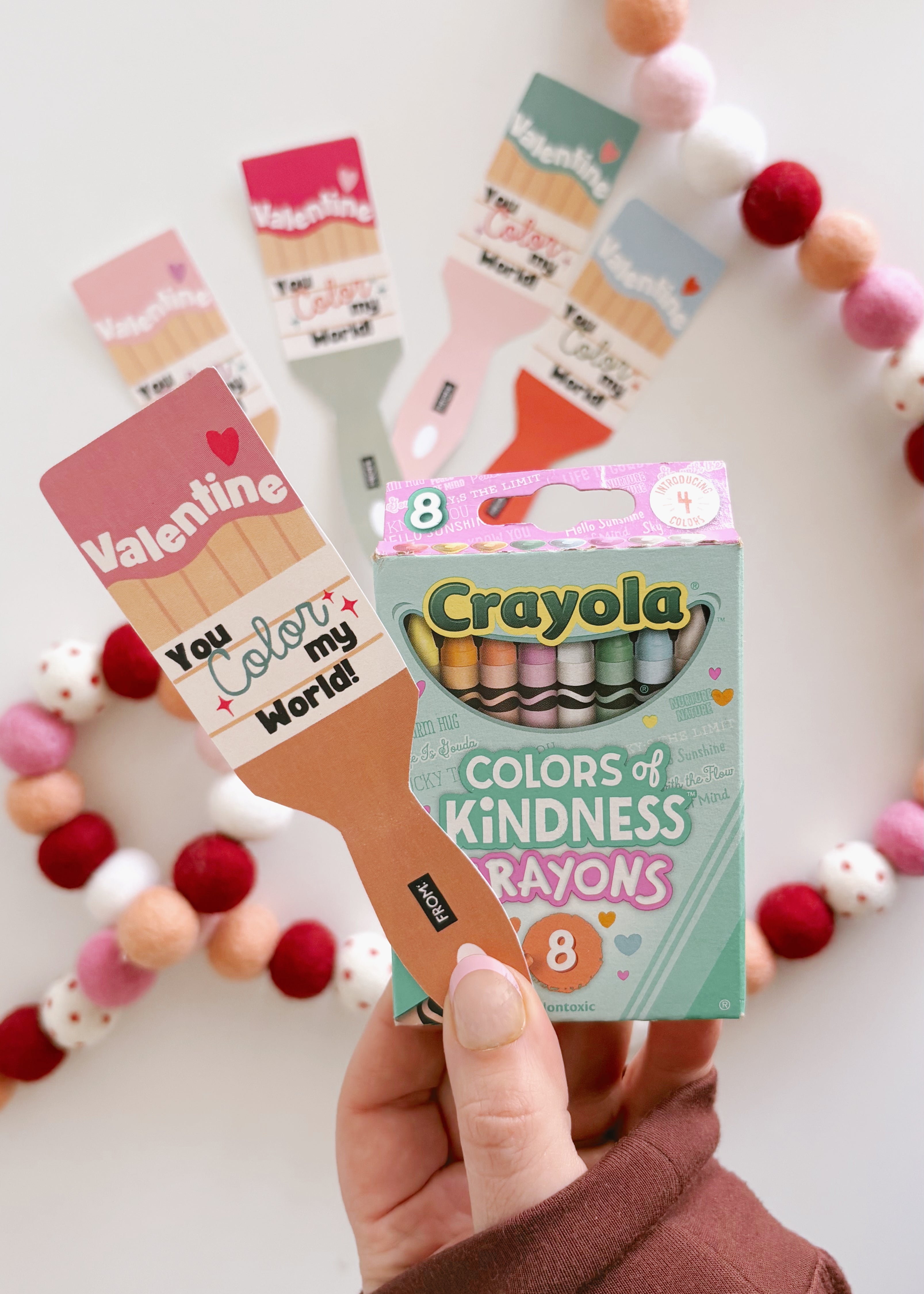 You color my world Paint Brush Valentines | Printable Valentines – The Letter Vee