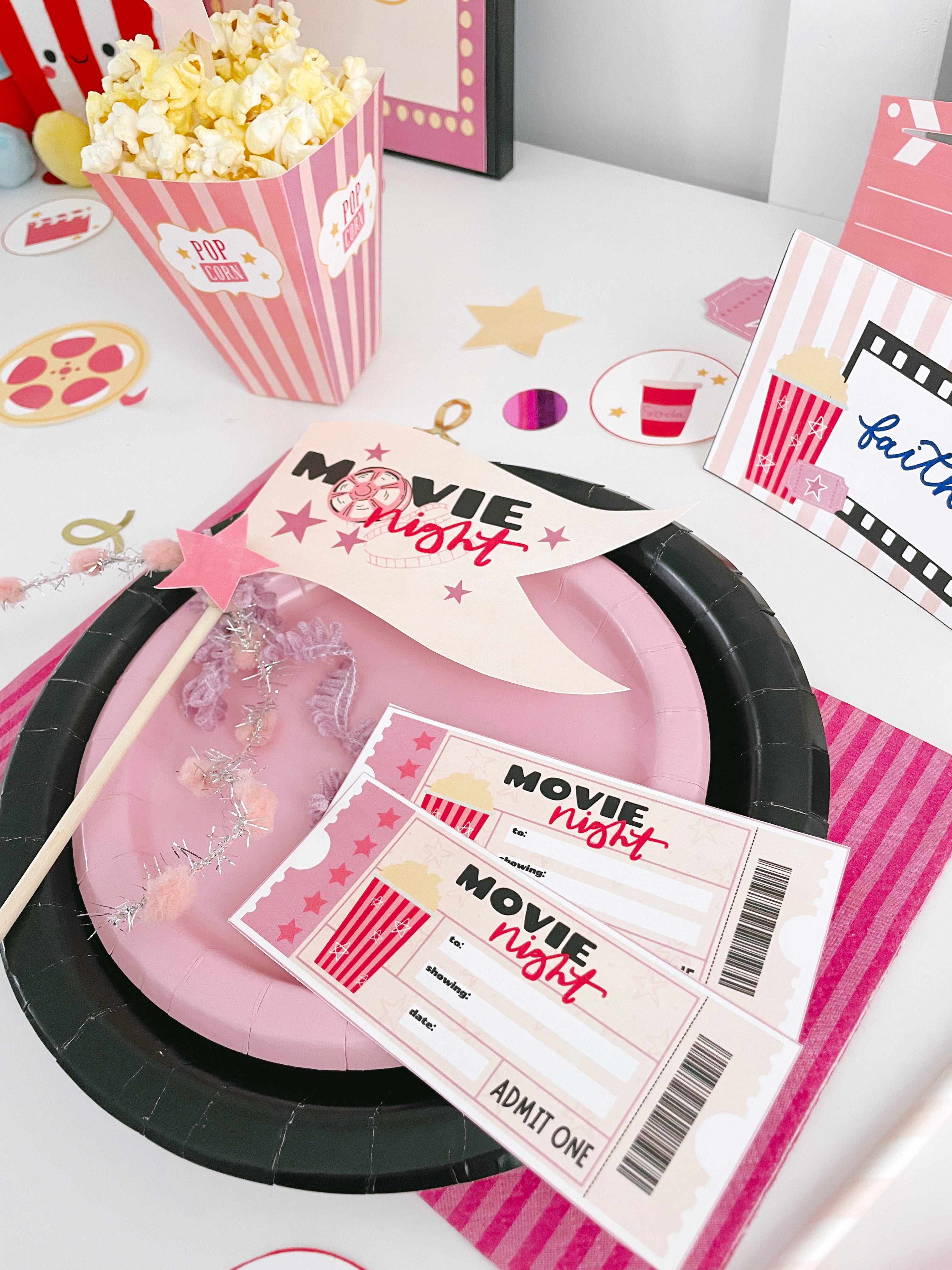 Movie Night PINK Bundle | Printable bundle – The Letter Vee