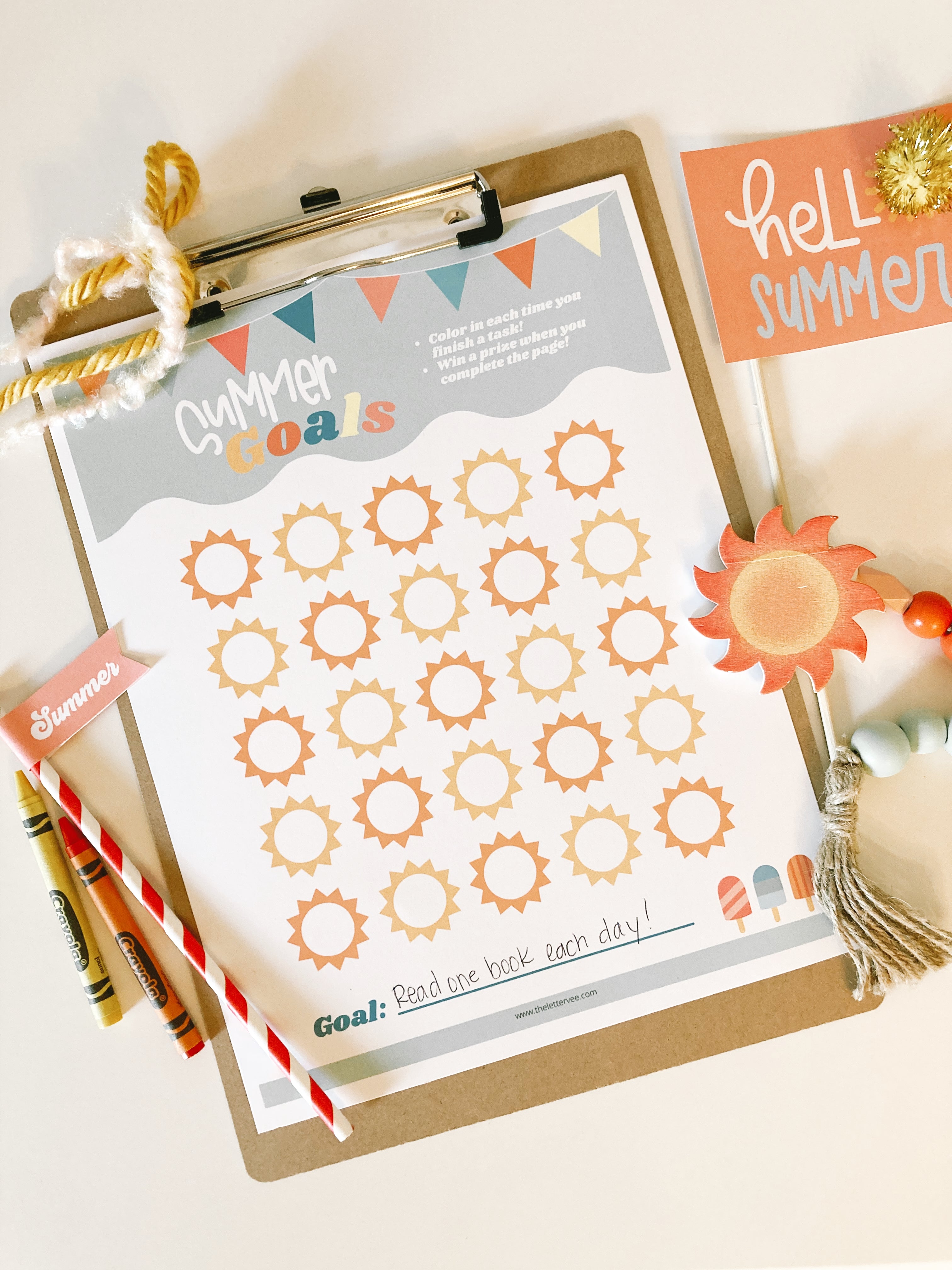 Summer Goals Chart | Activity Printable – The Letter Vee