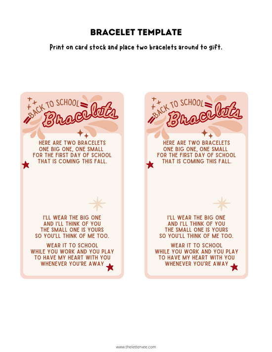 Back to School Bracelets printable | Printable gift – The Letter Vee