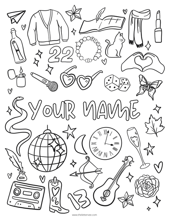 Custom SWIFTIE Coloring Page – The Letter Vee