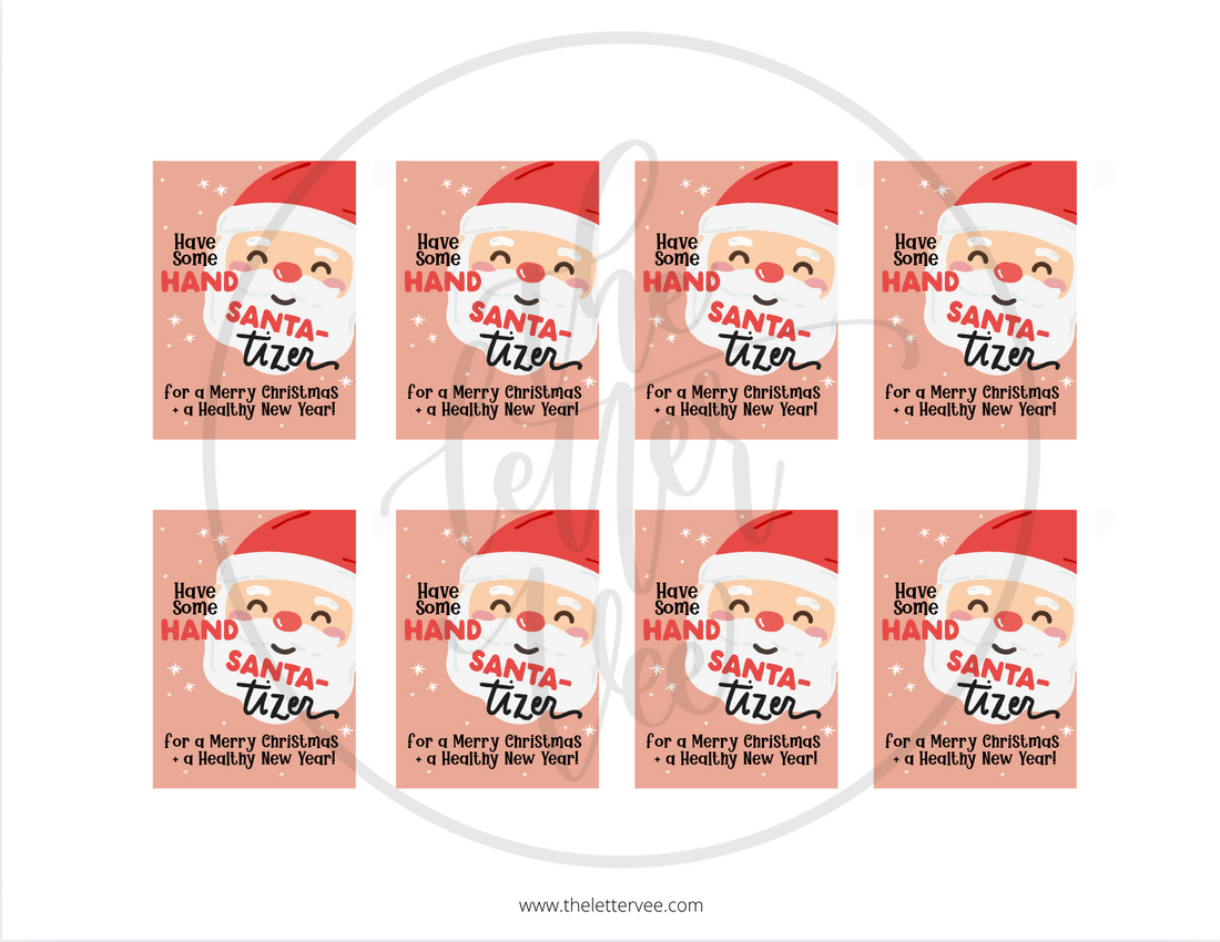 Santa-tizer Tags | Printable Gift Tags – The Letter Vee
