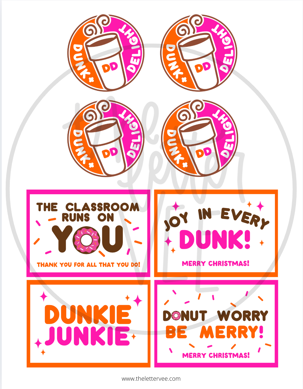 Dunkin' Donuts gift tags and flags | printable gift tags – The Letter Vee
