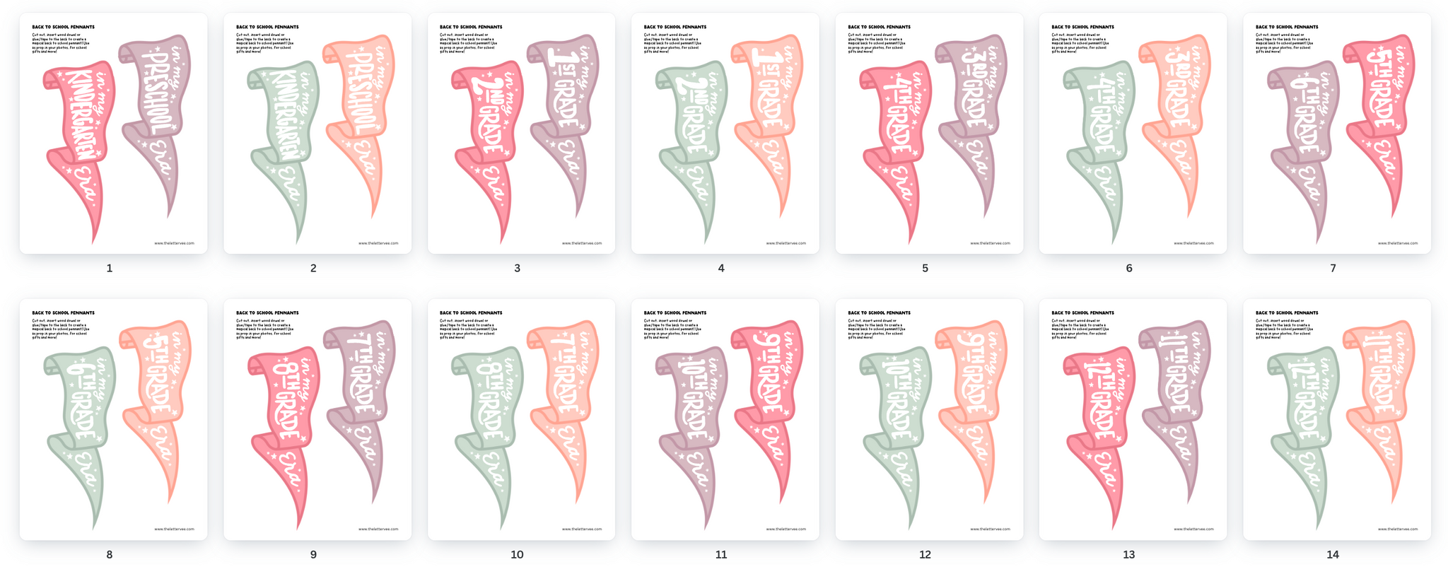 In my School Era Pennants | Printable Pennants – The Letter Vee