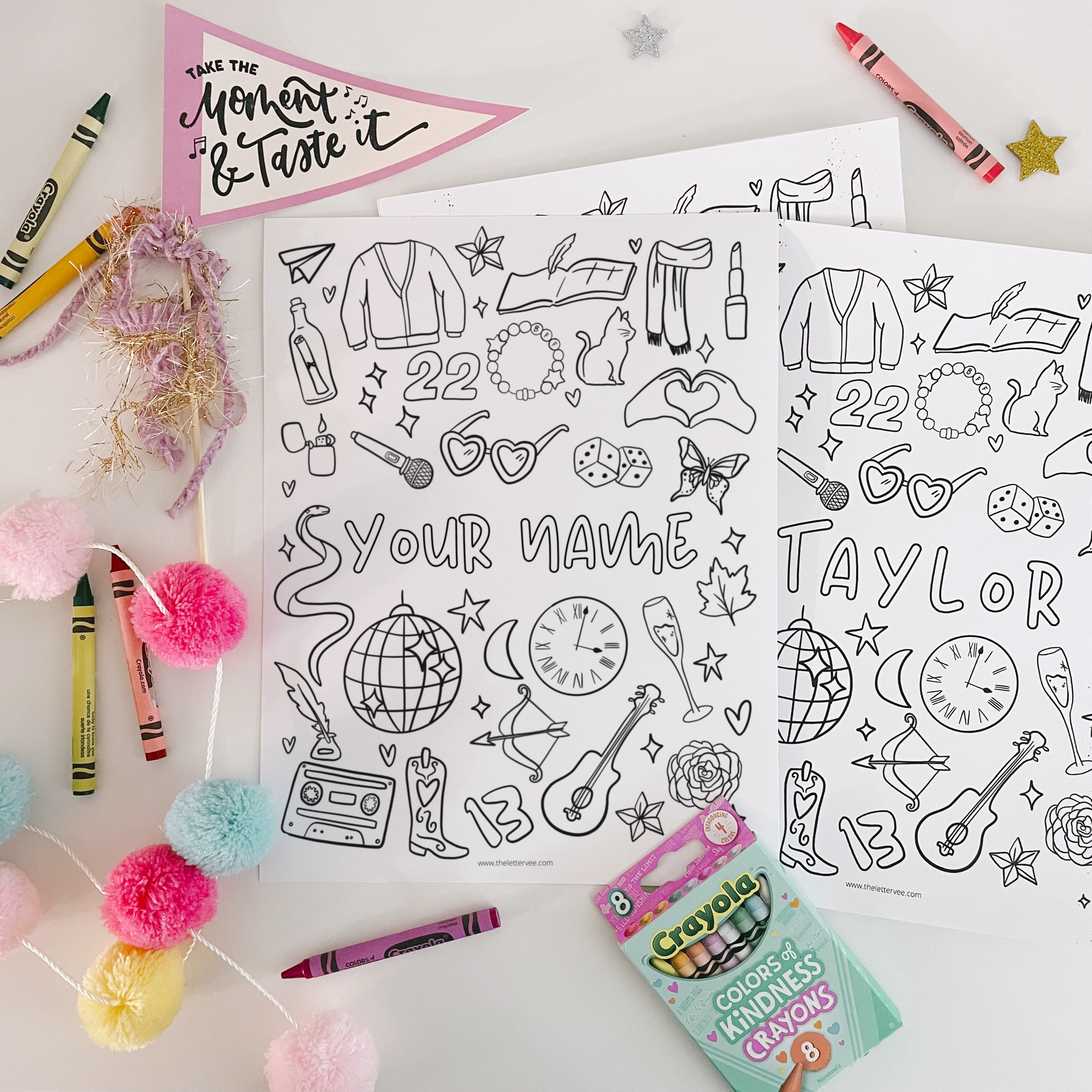 Custom SWIFTIE Coloring Page – The Letter Vee