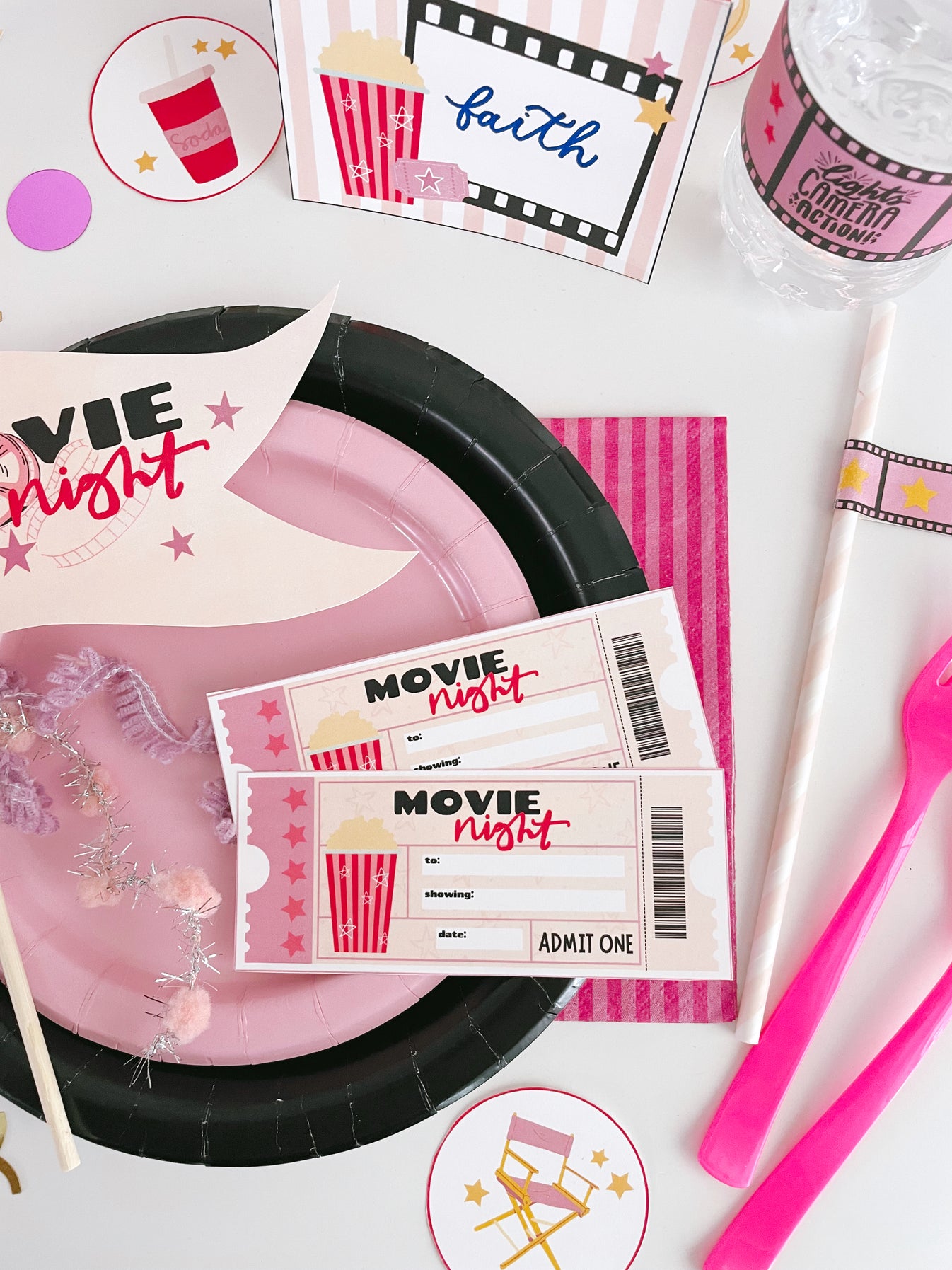 Movie Night PINK Bundle | Printable bundle – The Letter Vee