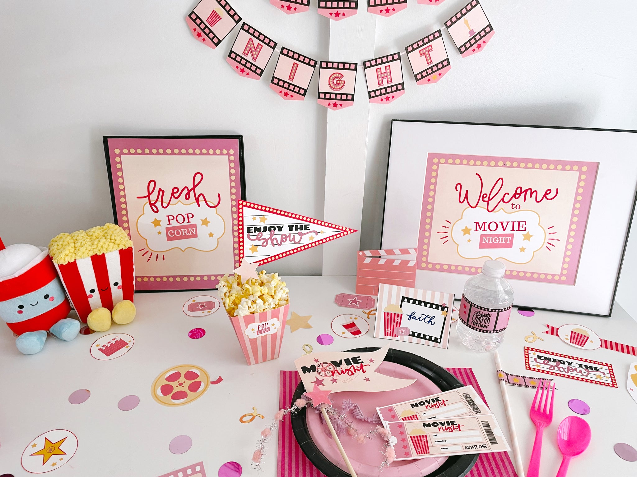 Movie Night PINK Bundle | Printable bundle – The Letter Vee