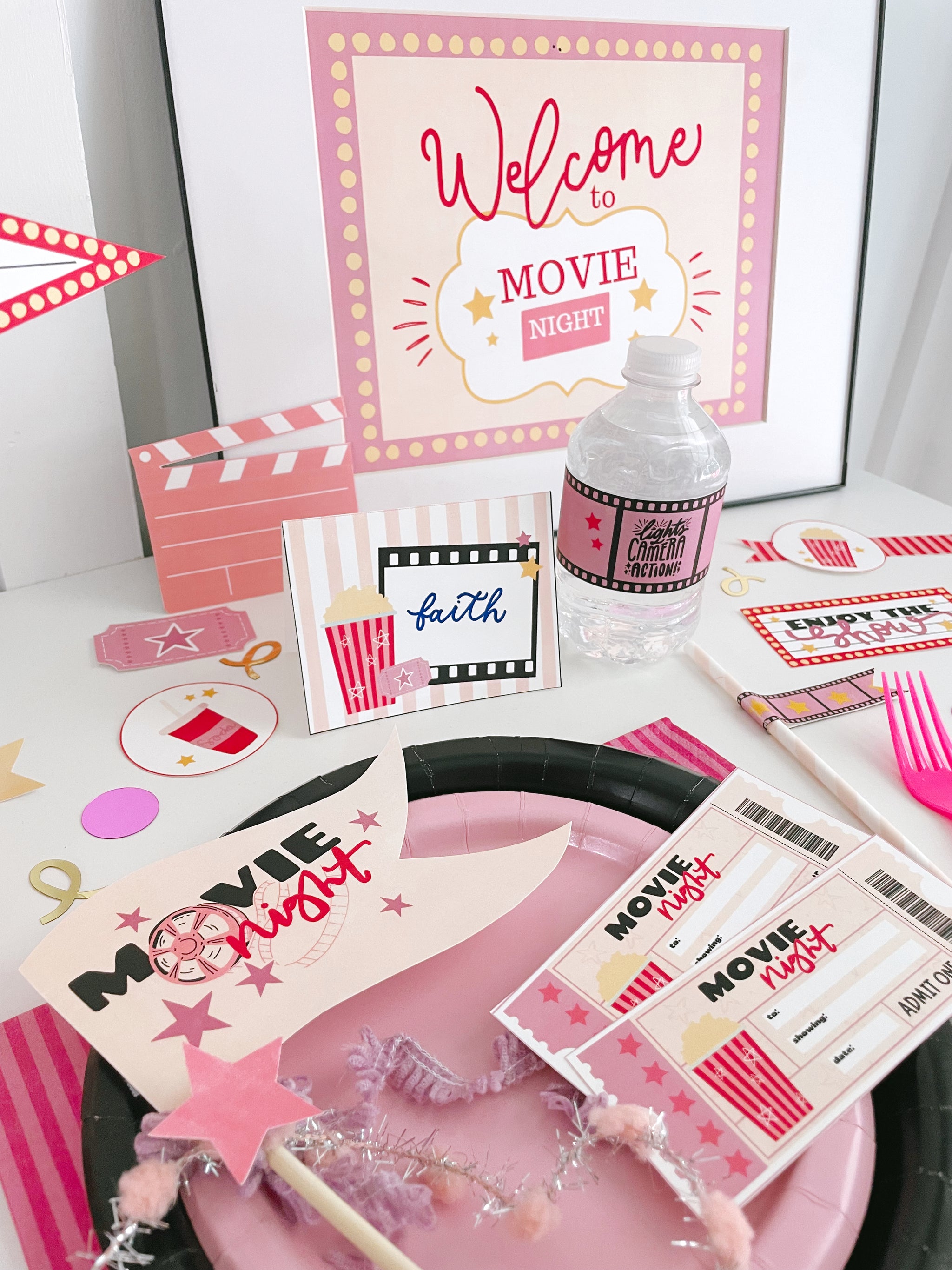 Movie Night PINK Bundle | Printable bundle – The Letter Vee