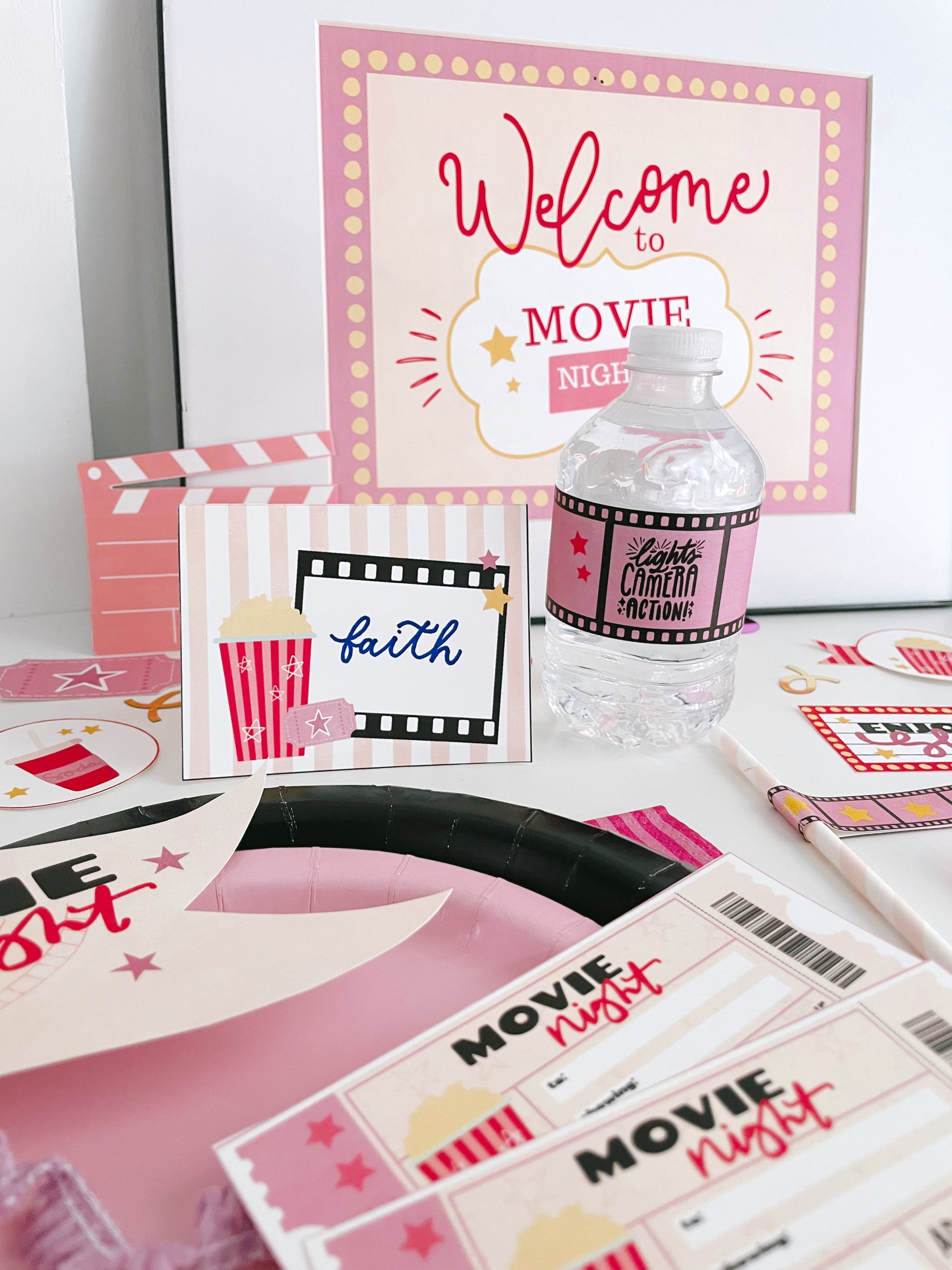 Movie Night PINK Bundle | Printable bundle – The Letter Vee