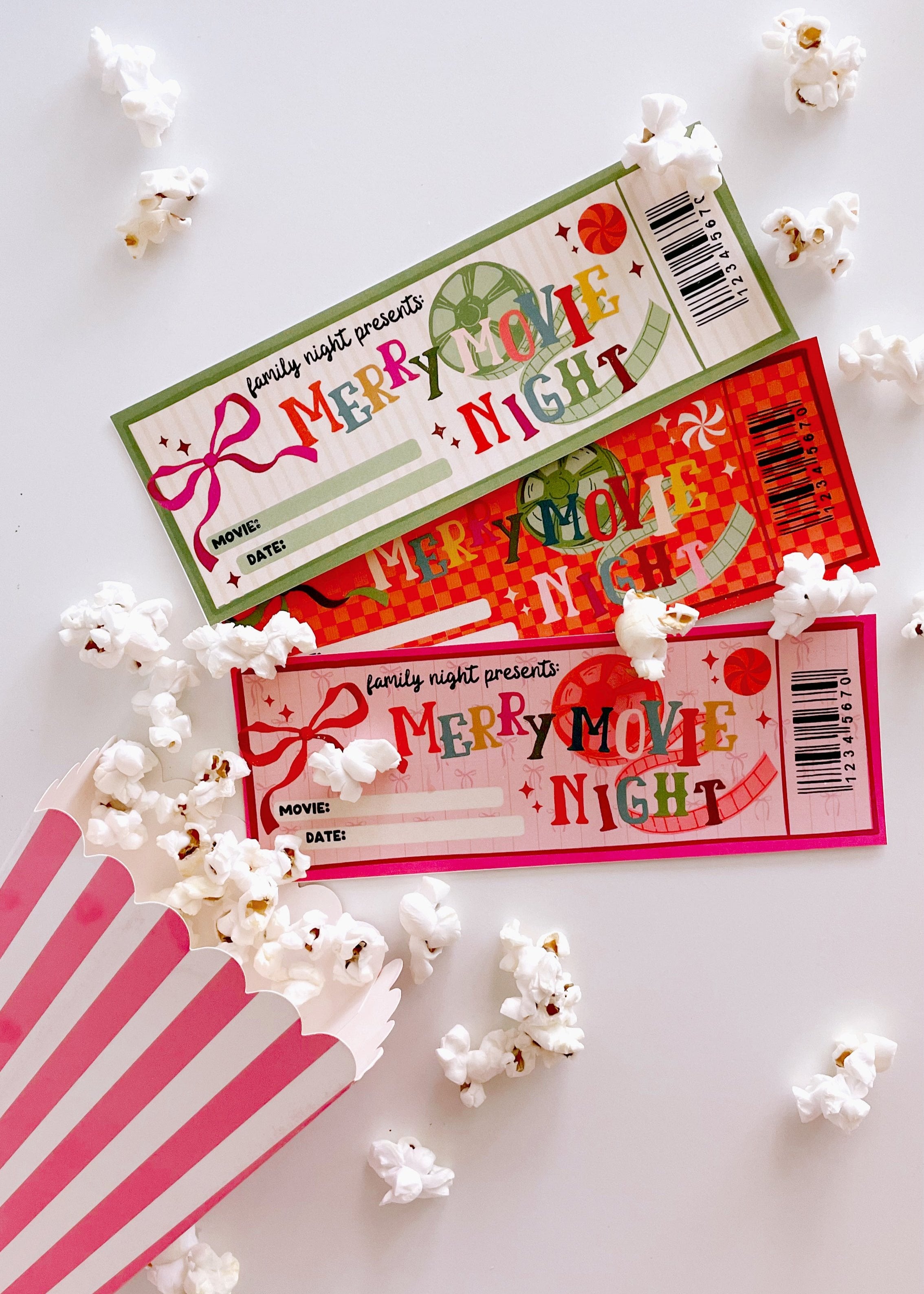 Christmas Movie Night Tickets| Printable play – The Letter Vee
