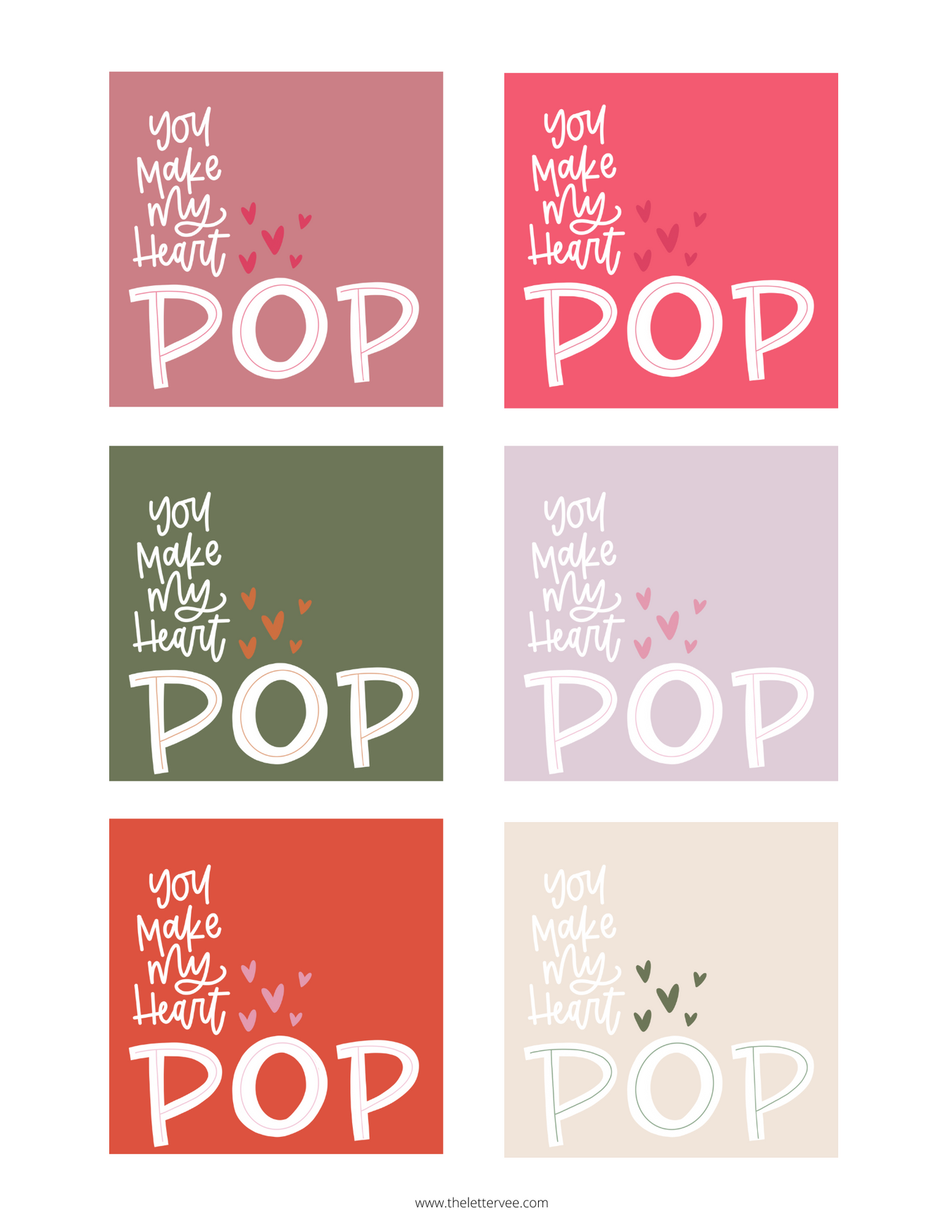 You make my heart POP | Printable Valentines – The Letter Vee