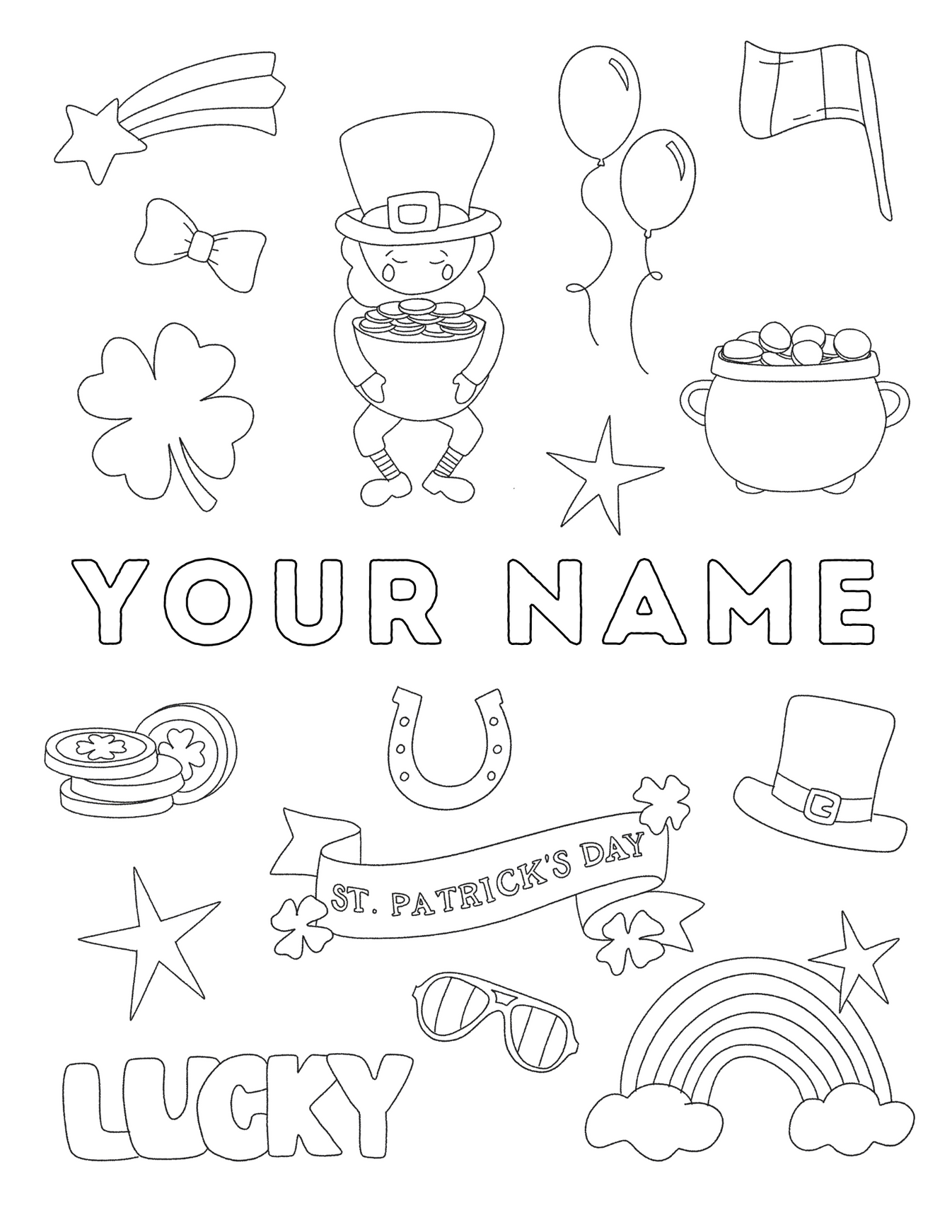 Custom ST. PATRICK'S DAY Name Coloring Page – The Letter Vee