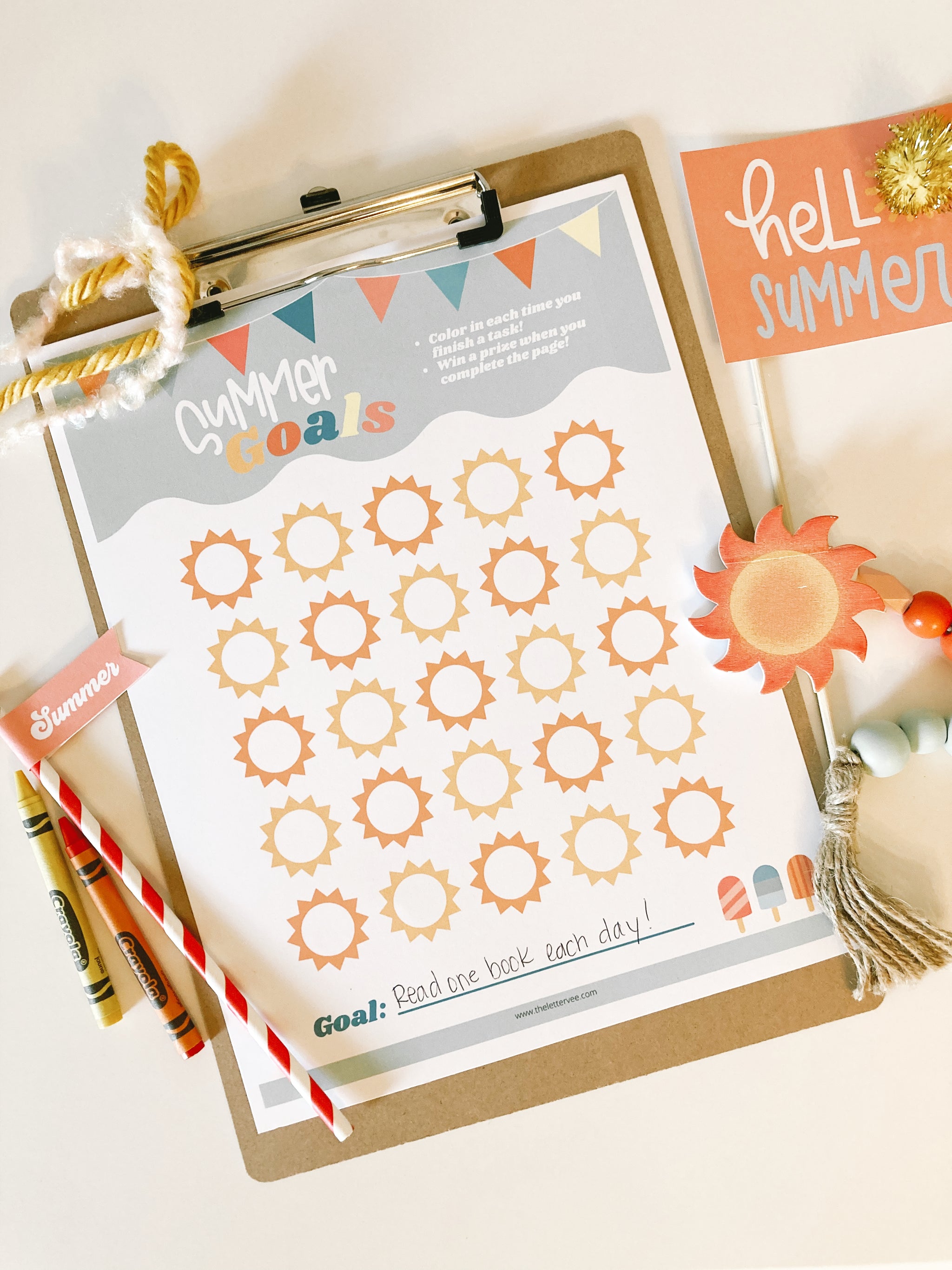 Summer Goals Chart | Activity Printable – The Letter Vee