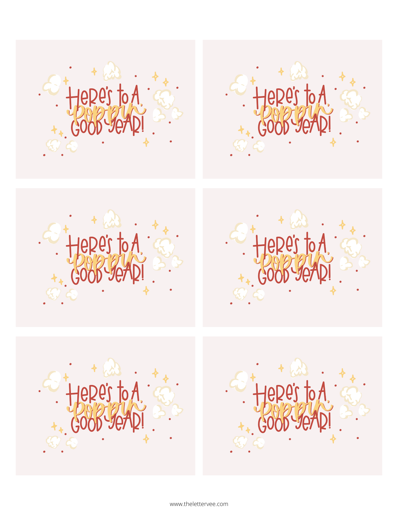 Here's to a POPPIN' good year | Printable tags – The Letter Vee