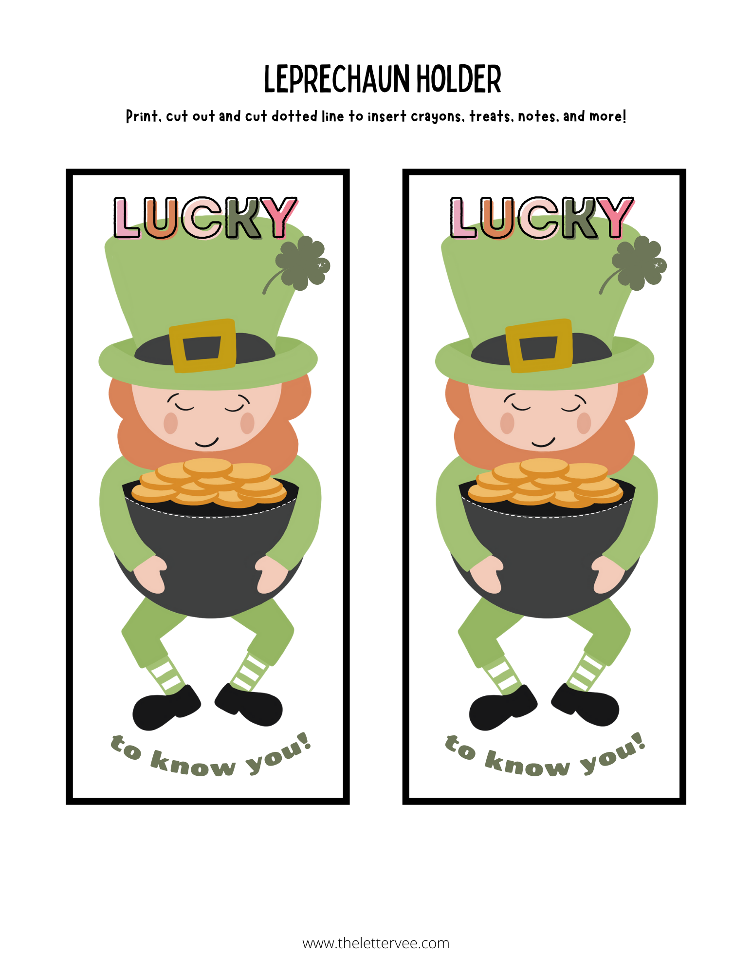Leprechaun Holders | Printable treat holders – The Letter Vee